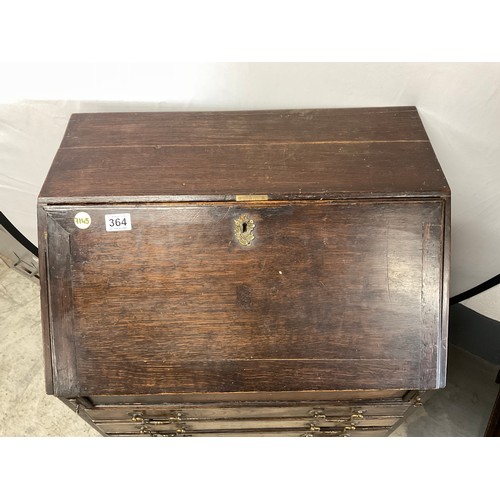EDWARDIAN OAK BUREAU WITH FITTED INTERIOR OF SMALL PROPORTIONS H38" W26 ...
