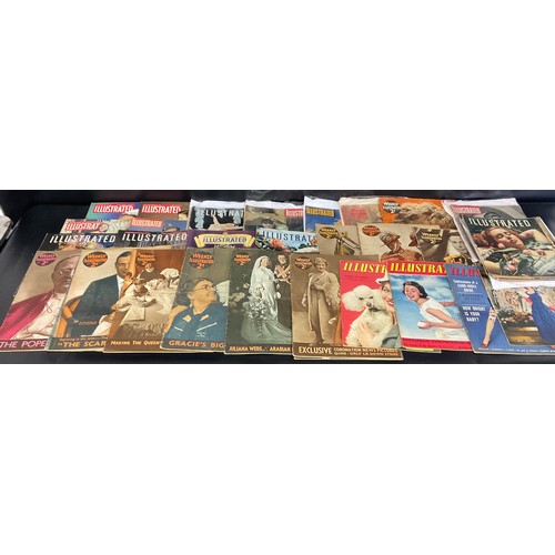 BOX OF WEEKLY ILLUSTRATED VINTAGE MAGAZINES 1930,40 AND 50'S ( APPROC ...