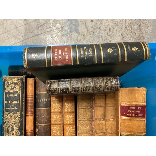CRATE OF VINTAGE LEATHER BOUND HARDBACK BOOKS