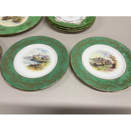 BOX OF COALPORT CABINET PLATES MANUFACTURE FOR HARRODS - RICHMOND CASTLE
