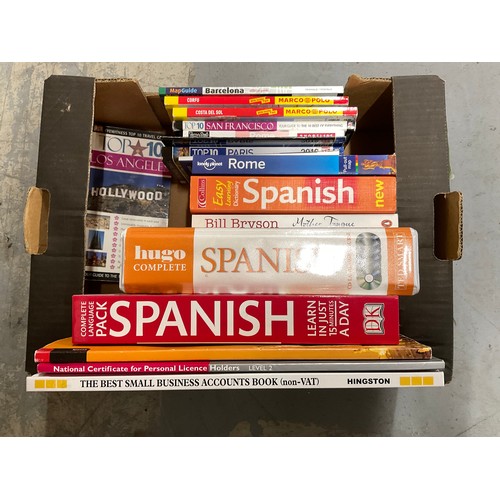 SMALL BOX OF HARDBACK AND PAPERBACK BOOKS - TRAVEL AND LANGUAGES