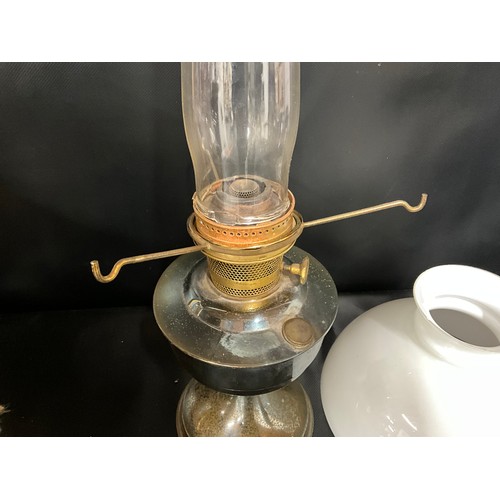 PARAFFIN TABLE LAMP WITH SHADE AND CHILDS PUSH ALONG DOG
