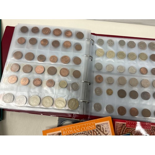 LARGE COLLECTION OF COINS, STAMPS AND ALBUMS