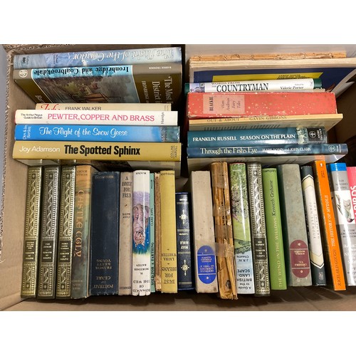 FOUR BOXES OF BOOKS, HARDBACKS, PAPERBACKS, NOVELS ETC