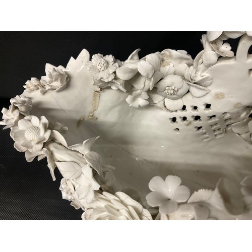 ORNATE PORCELAIN FRIUT BASKET (REPAIRED WITH STAPLES) CROSS SWORDS TO ...