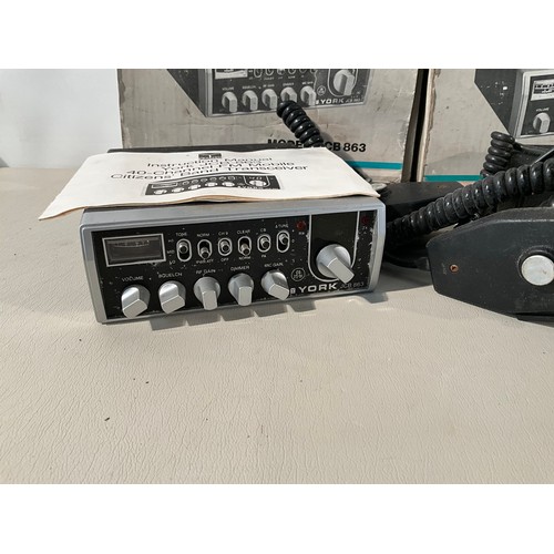 2 VINTAGE YORK 40 CHANNEL CB RADIO,S - MODEL JCB 863 BOTH IN ORIGINAL BOXES