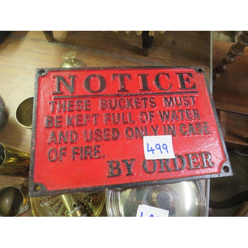 Cast iron notice sign 8" x 11.5"