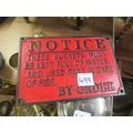 Cast iron notice sign 8" x 11.5"