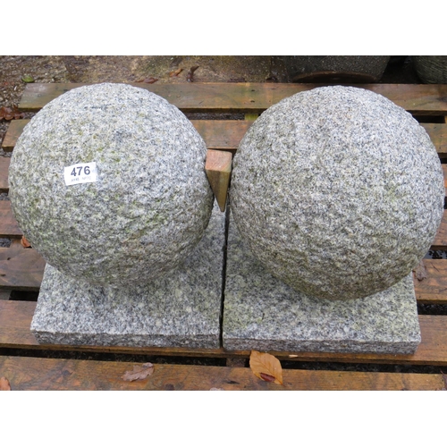 Pair granite gate post tops diameter 12"