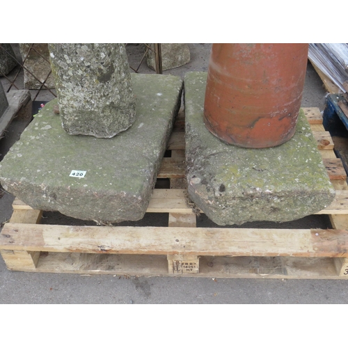 Pair arched granite slabs