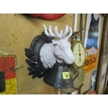 Iron stags head door bell