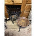 Cast iron bowl on stand & metal brazier on stand