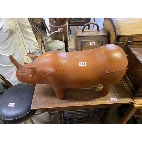 Liberty style leather rhino foot stool