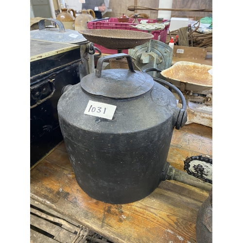 Cast iron boiler with brass spout