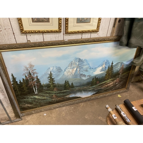 Oil on canvas Alpine scene, 59" x 30"