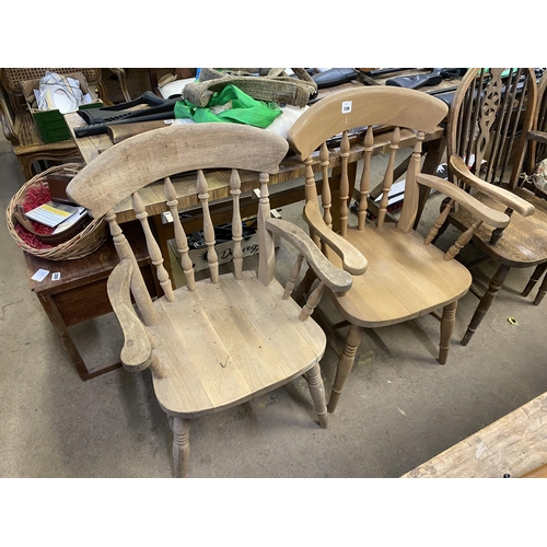 Two spindle back carver chairs
