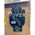 Metal power hand sign, 7" x 13"
