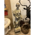 Reconstituted stone lady on stand, 54" height