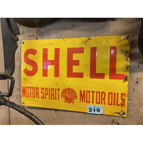 Enamel Shell sign, 14" x 9.5"