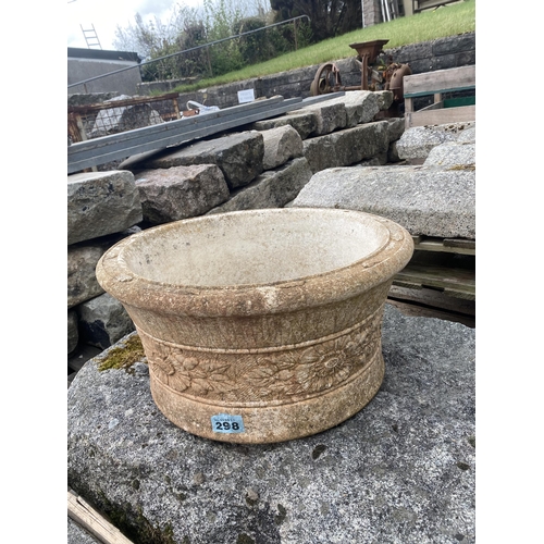 Circular decorative stoneware pot, 20" diameter