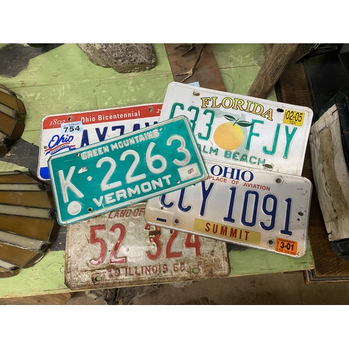 Five American number plates