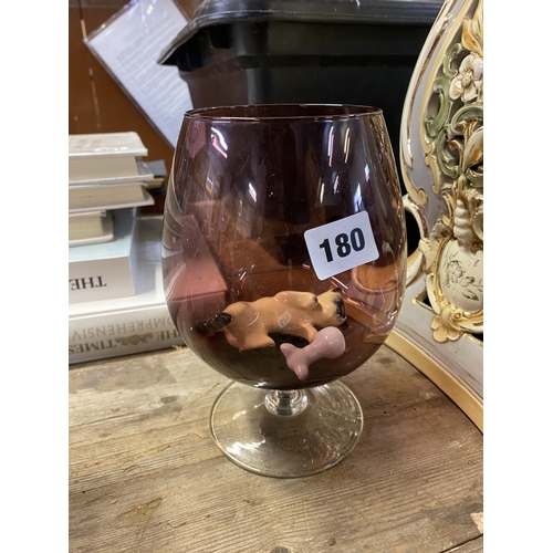 Display goblet with cat and mouse