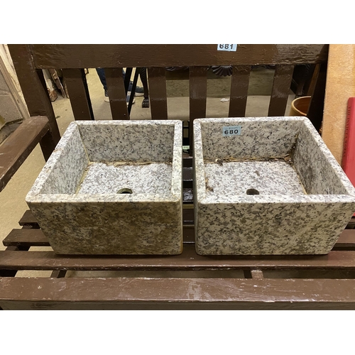 Pair of marble planters, 12" square
