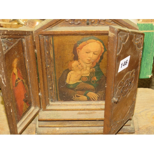 Icon style painting of Mary & Jesus with an attendance