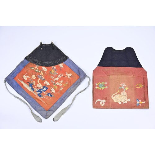 FOUR CHINESE EMBROIDERED SILK DUDOU, CIRCA 1900 AND LATER. Including ...