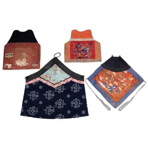 FOUR CHINESE EMBROIDERED SILK DUDOU, CIRCA 1900 AND LATER. Including ...