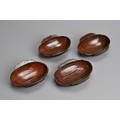 A GROUP OF FOUR CHINESE BROWN LACQUER EAR CUPS, WESTERN HAN DYNASTY ...
