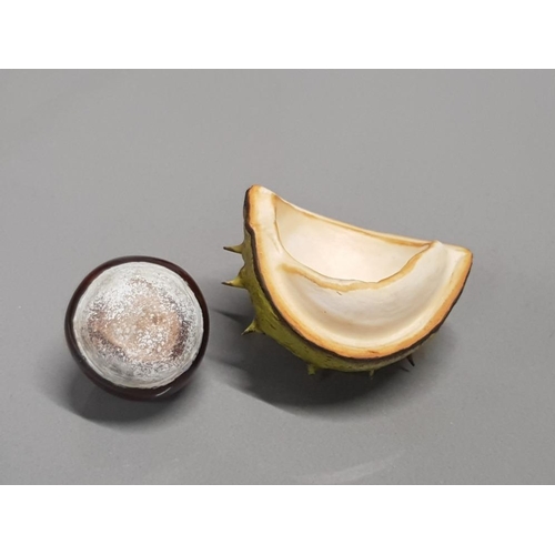 PENKRIDGE CERAMIC CONKER AND CONKER SHELL CONSIDERED WITH 7 LAYERS OF GLAZE