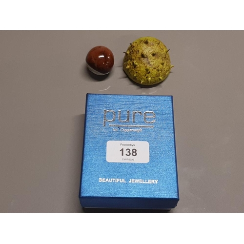 PENKRIDGE CERAMIC CONKER AND CONKER SHELL CONSIDERED WITH 7 LAYERS OF GLAZE