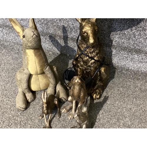 3 bronze effect rabbit ornaments together with a rabbit themed based ...