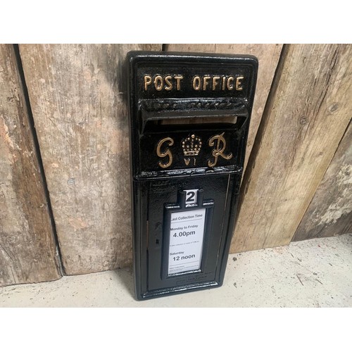 CAST IRON POST BOX FRONT IN BLACK