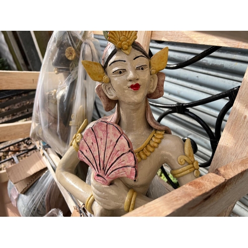 PAIR OF HUGE 65CM TALL ORIENTAL HANDMADE HAND PAINTED CLAY FIGURES