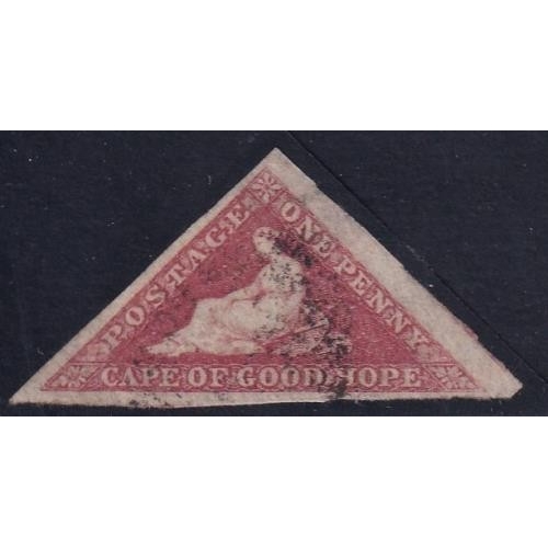 1858 Triangle 1d Rose SG5a with good margins, fine used. Cat. £300.