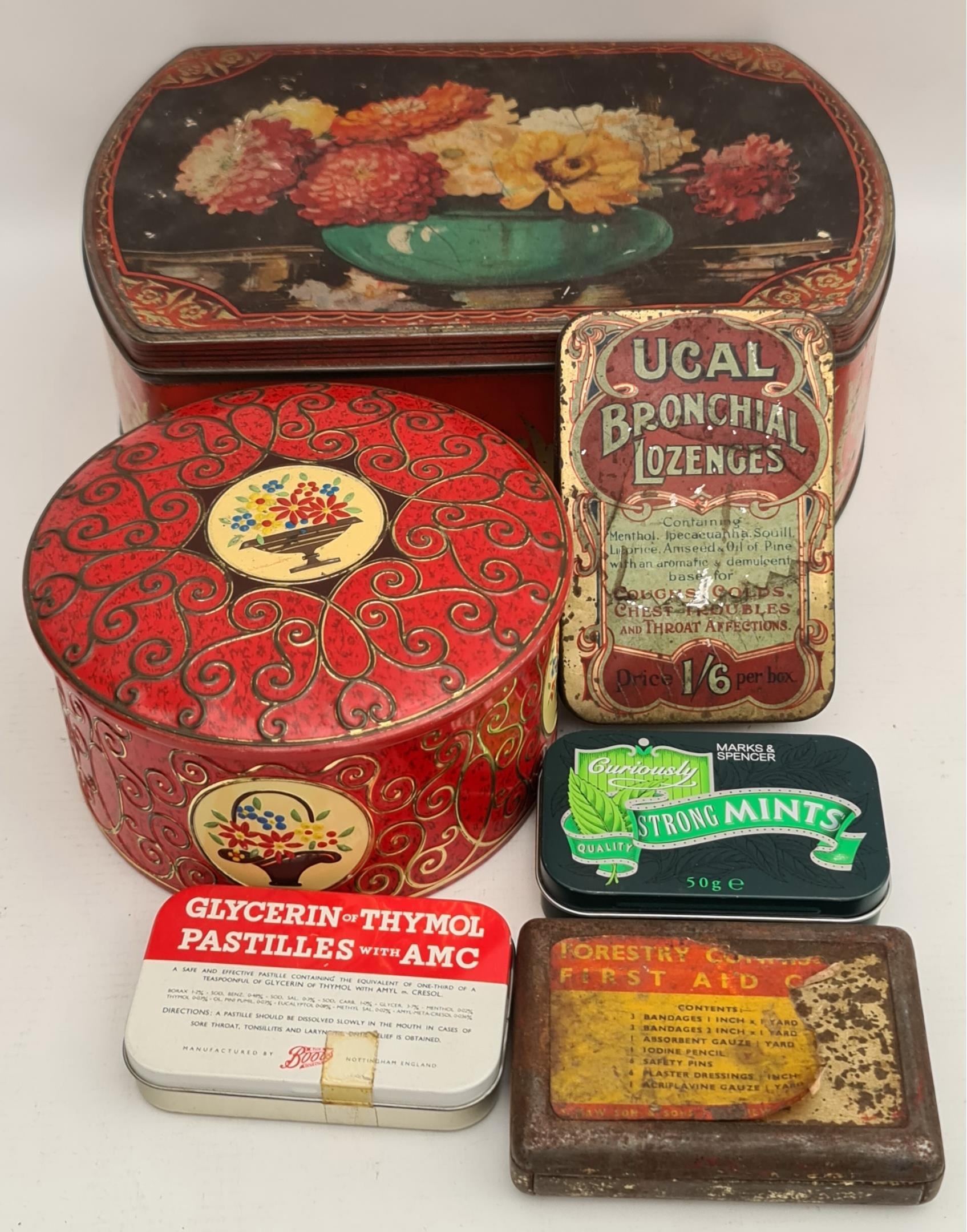 Vintage Collectable Tins 6 In Total Includes Blue Bird Confectionary ...