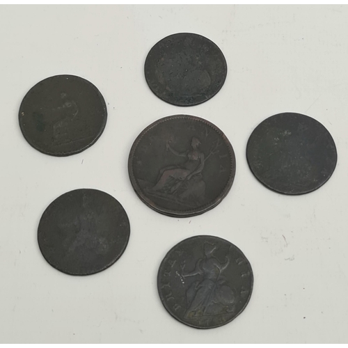 Collectable Coins 6 British Georgian Coins. Includes George III Penny ...