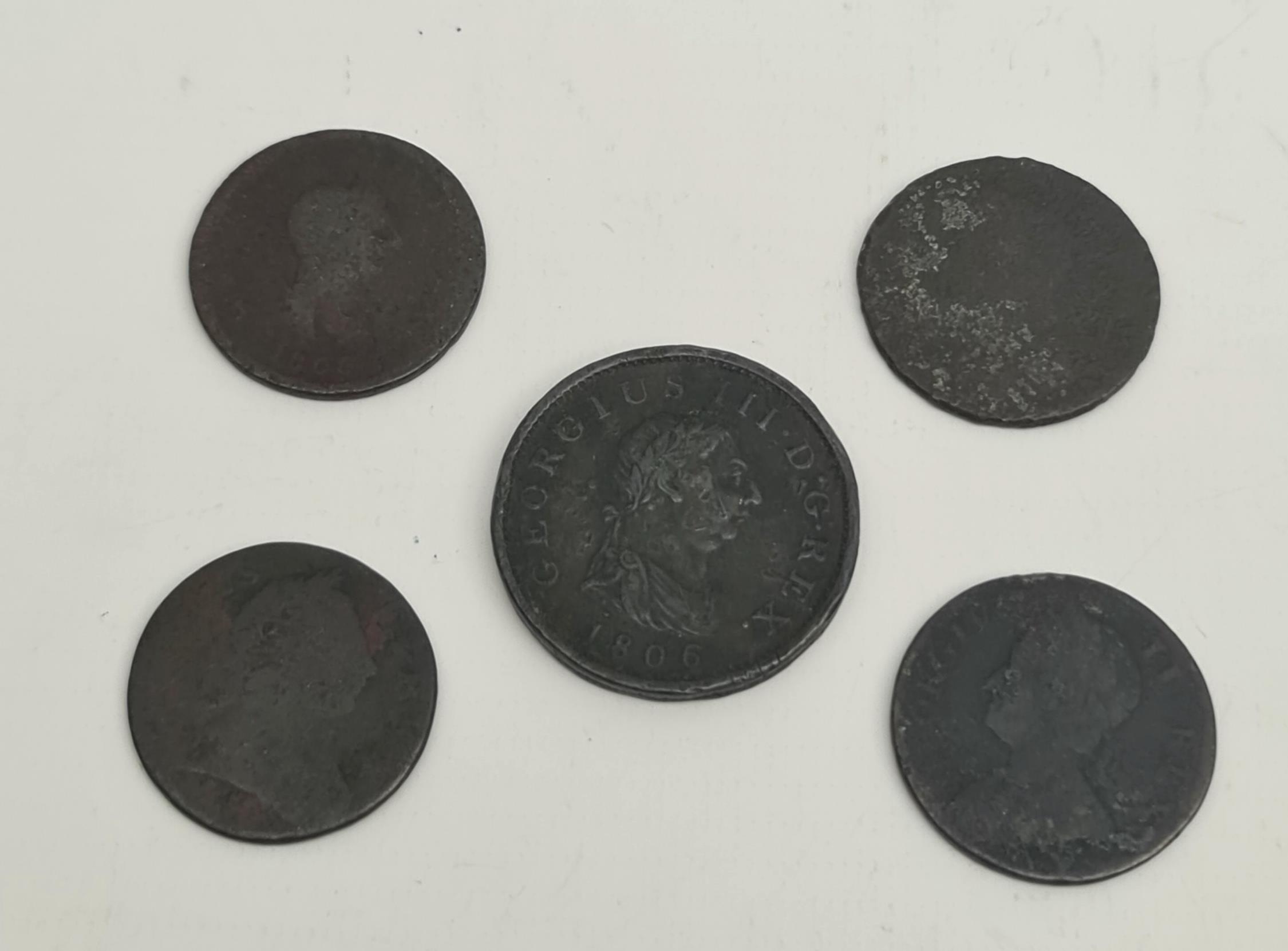 Collectable Coins 5 British Georgian Coins. Includes 4 George III Coins ...
