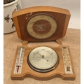 Vintage Wooden Westclox Scotland Cased Mantel Clock and a Barometer ...