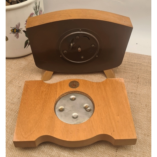 Vintage Wooden Westclox Scotland Cased Mantel Clock and a Barometer ...