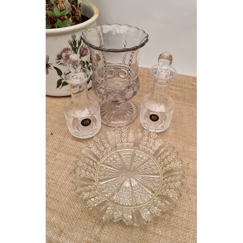 Antique Glassware. Includes Edwardian Celery Vase, Medina Bottles and a ...