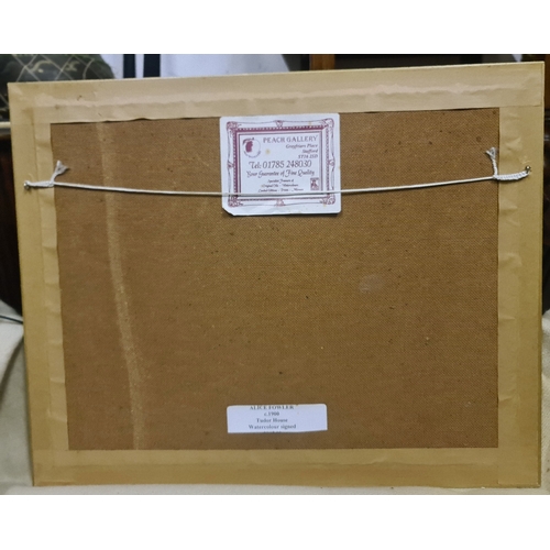 Antique Art Watercolour Painting Tudor House Signed Alice Fowler c1900 ...