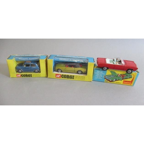 Corgi 246 Chrysler Imperial, boxed F-G, 334 Mini-Cooper, box AF, G-E ...