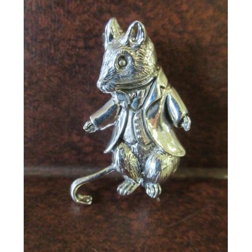 SILVER MOUSE BROOCH