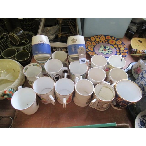 QUANTITY OF ROYAL COMMEMORATIVE MUGS INCLUDING 1953 POOLE POTTERY EXAMPLES