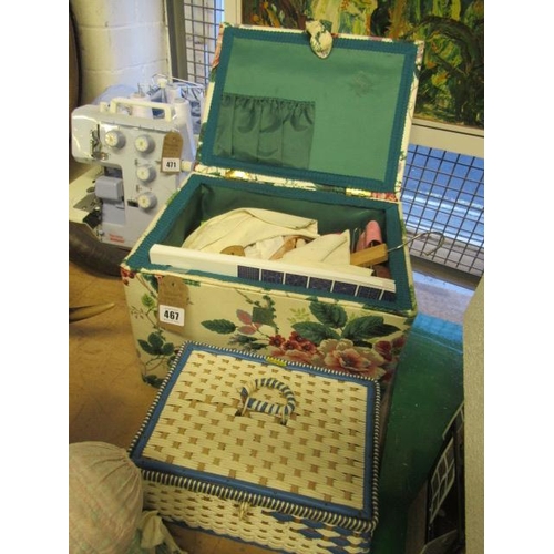 TWO SEWING BOXES AND CONTENTS