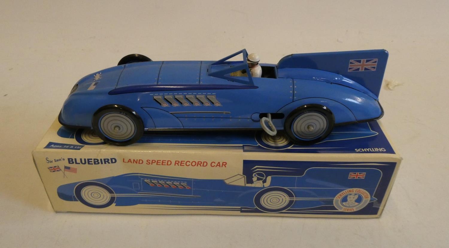Schylling Toys clockwork tin printed Bluebird speed record car, boxed ...