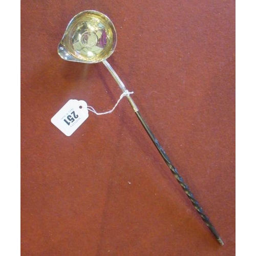SILVER PUNCH LADLE WITH TWISTED BALEEN HANDLE